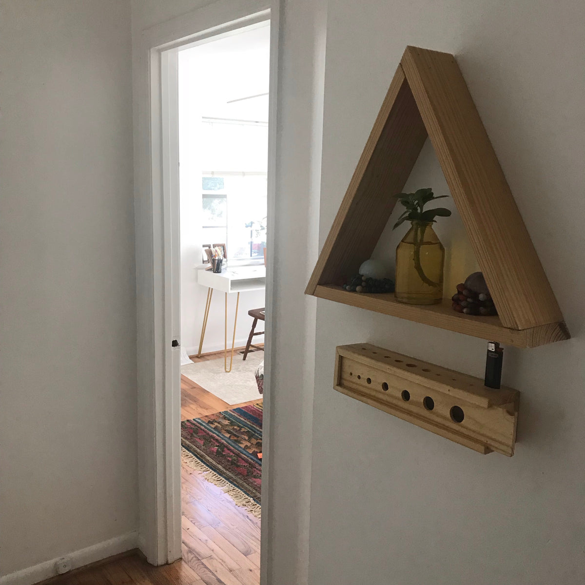 Triangle shadow box shelf – Truth Patterns